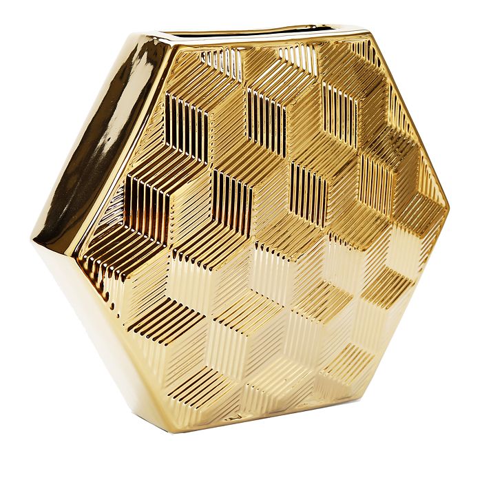 Classic Touch Gold Tone Hexagon Shaped Vase | Bloomingdale's