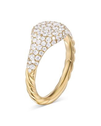 David Yurman Petite Pavé Pinky Ring in 18K Yellow Gold with Diamonds ...
