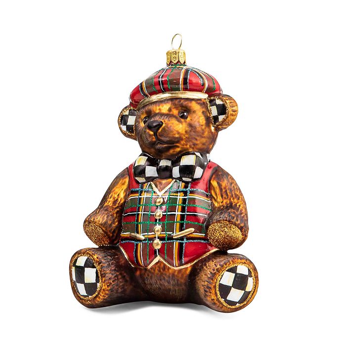 Mackenzie-Childs Tartastic Bear Glass Ornament | Bloomingdale's