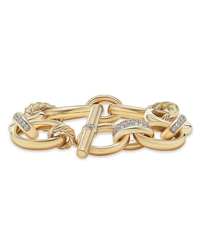 David Yurman 18K Yellow Gold Mercer Diamond Pavé Chain Link Bracelet ...