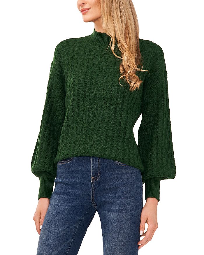 CeCe Mock Neck Cable Knit Sweater | Bloomingdale's