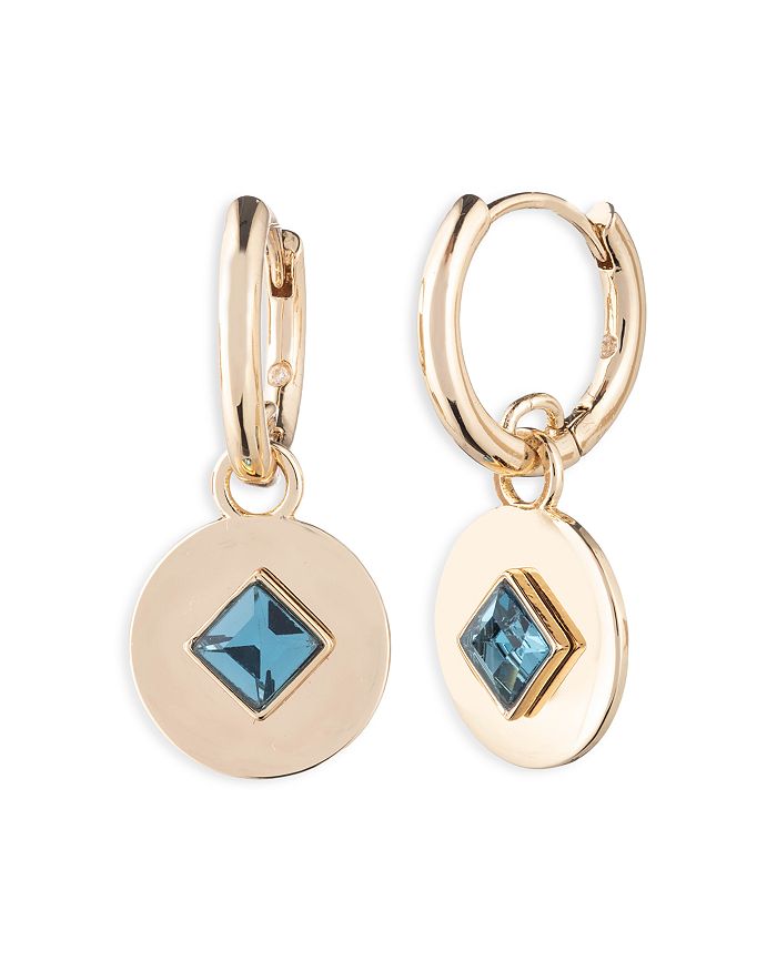 Ralph Lauren Gold-Tone Square Stone Disc Dangle Hoop Earrings ...