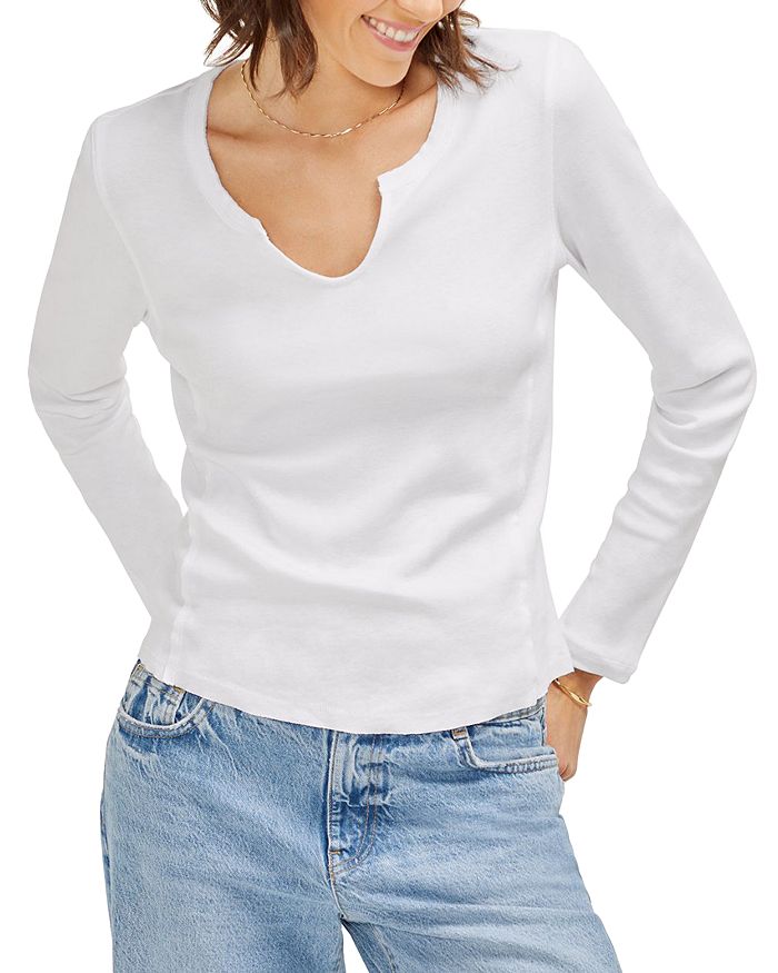 Three Dots Split Neck Tee | Bloomingdale's