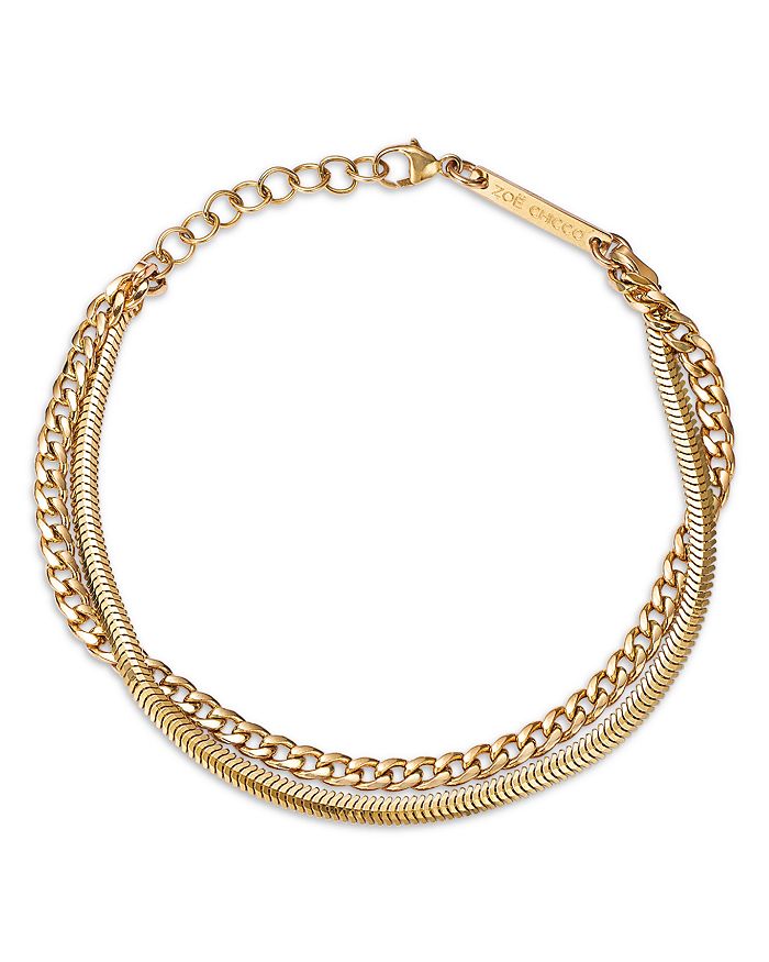 Zoë Chicco 14K Yellow Gold Heavy Metal Curb & Snake Chain Double Row ...
