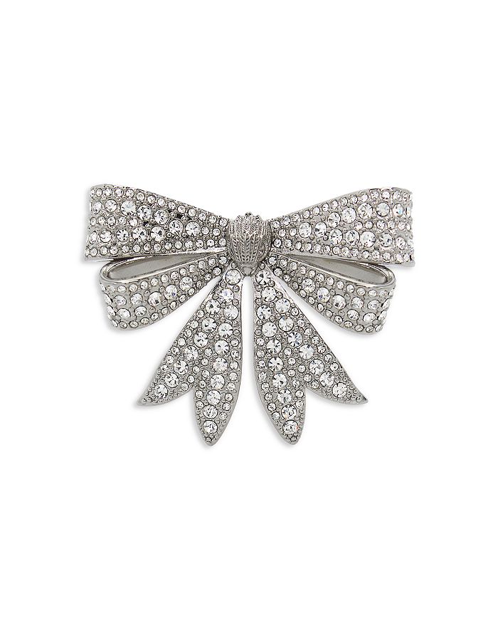 KURT GEIGER LONDON Pavé Eagle Head Bow Pin in Rhodium Plated ...