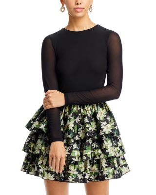 Alice and Olivia Chara Ruffle Skirt Mini Dress | Bloomingdale's