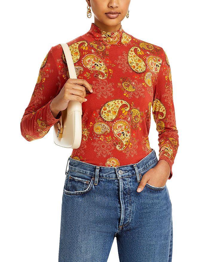 Johnny Was Janie Paisley Mock Neck Top | Bloomingdale's