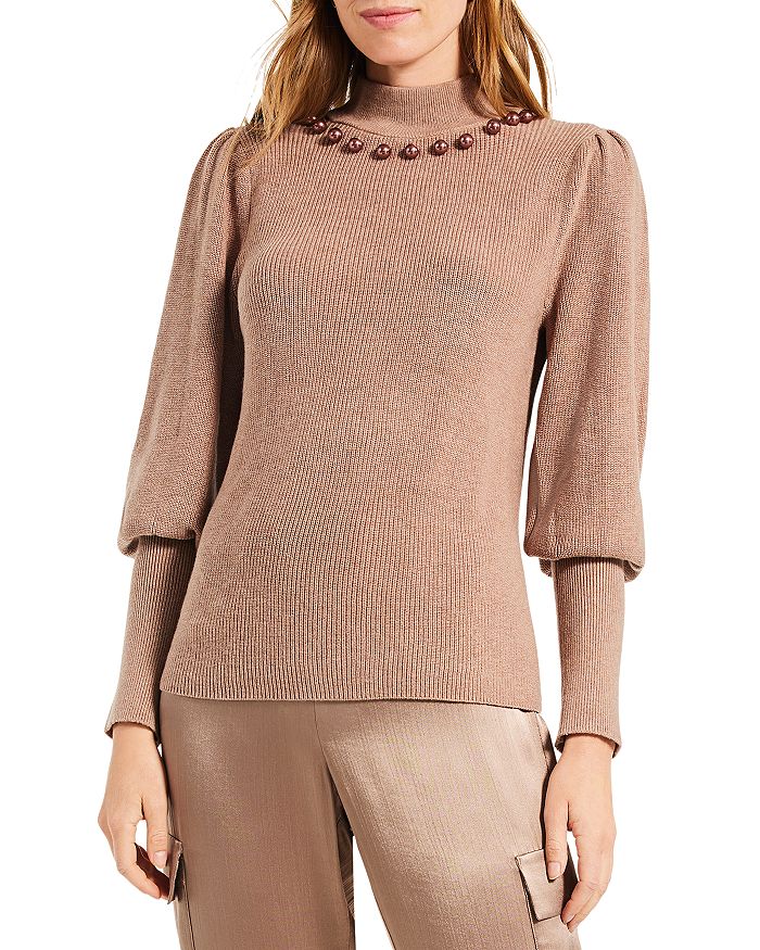 NIC+ZOE Embellished Mock Neck Sweater | Bloomingdale's