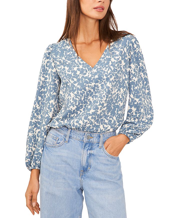 1.STATE Balloon Sleeve V Neck Blouse | Bloomingdale's
