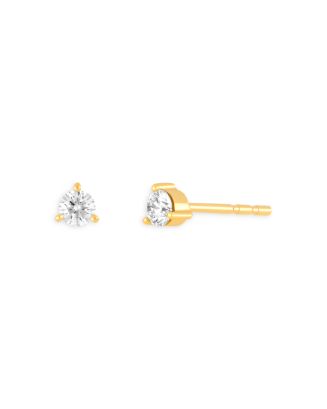 EF Collection 14K Yellow Gold Diamond Solitaire Three Prong Stud ...