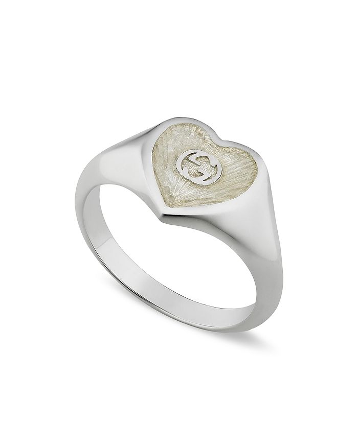 Gucci Sterling Silver Heart925 Interlocking G Ring Enamel Heart Ring ...