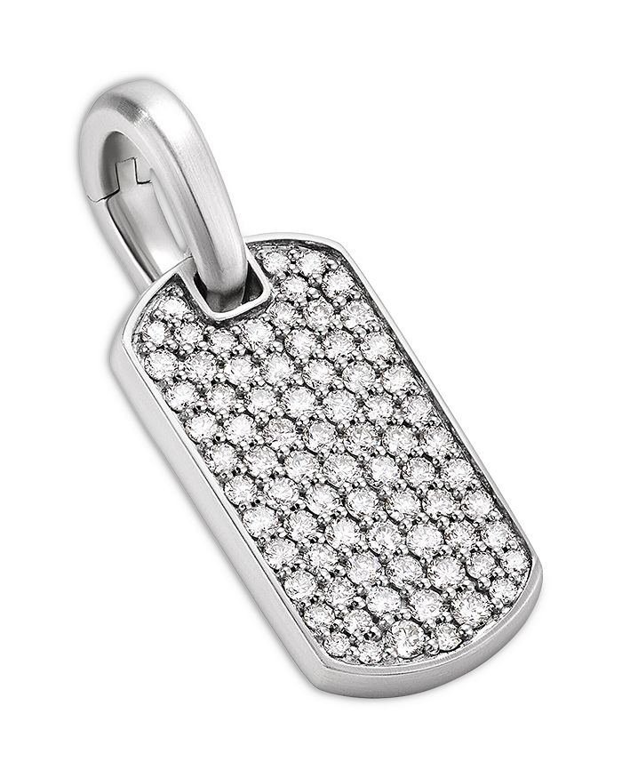 David Yurman Men's Chevron Tag in Sterling Silver with Diamonds, 21mm ...