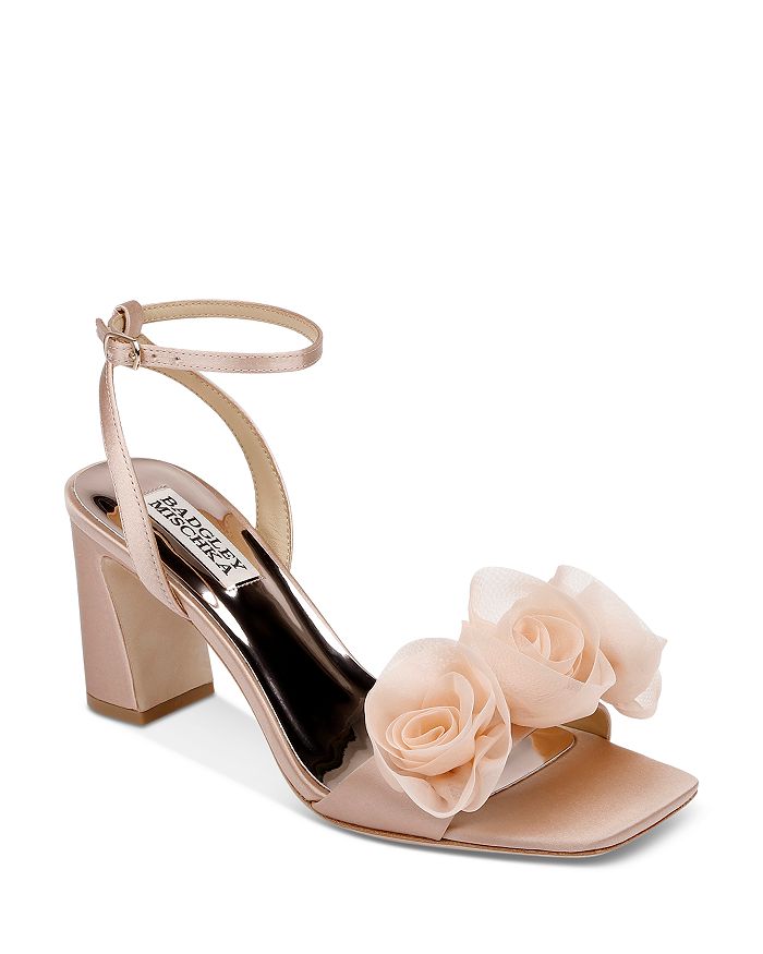 Badgley Mischka Women's Carli Square Toe Triple Flower High Heel ...