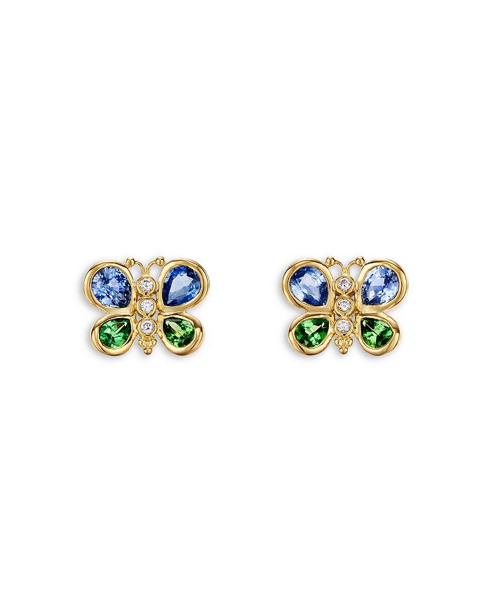Temple St. Clair 18K Yellow Gold CL Color Blue Sapphire, Tsavorite ...