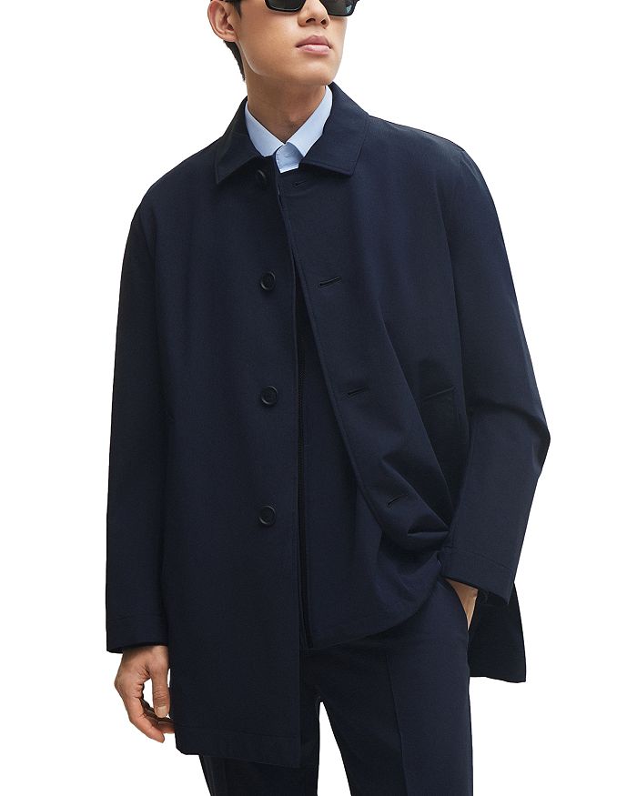 BOSS Jared Packable Tech Travel Button Front Overcoat | Bloomingdale's
