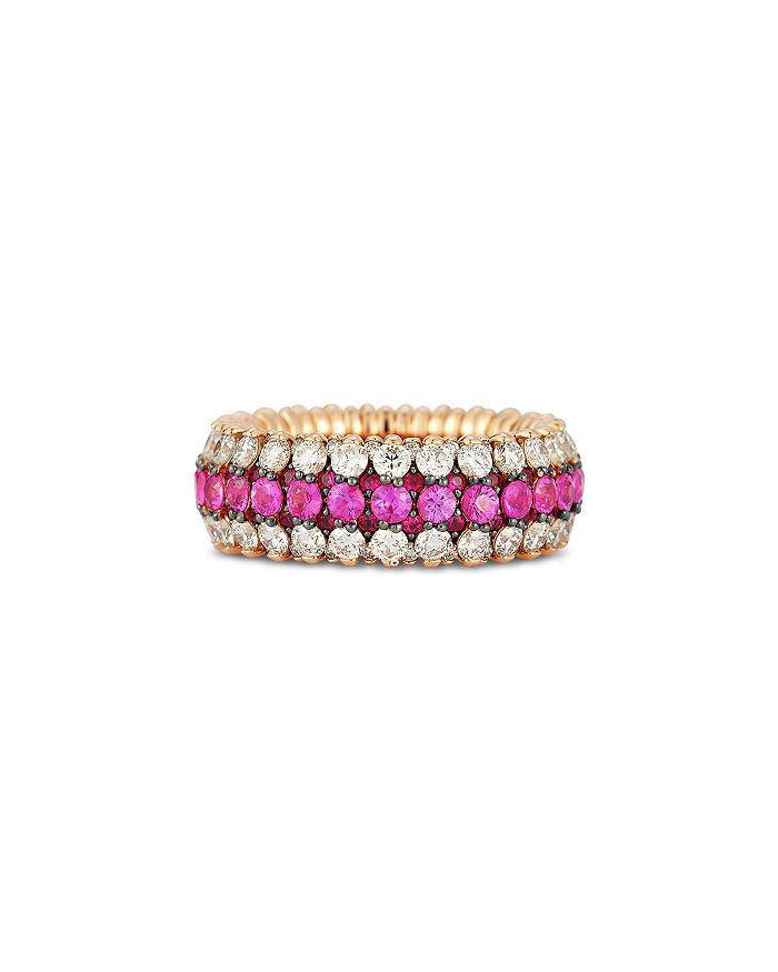Roberto Demeglio 18K Rose Gold Ruby & Diamond Triple Row Stretch Ring | Bloomingdale's