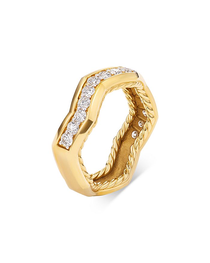 David Yurman Stax Zig Zag Ring in 18K Yellow Gold with Diamonds, 5mm | Bloomingdale's