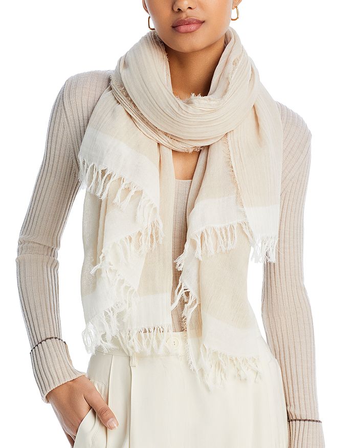 Vince Cotton Border Stripe Scarf | Bloomingdale's