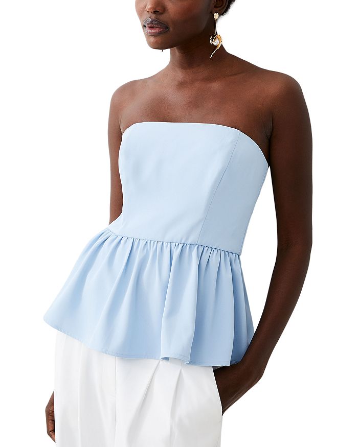 FRENCH CONNECTION Harry Suiting Strapless Peplum Top | Bloomingdale's