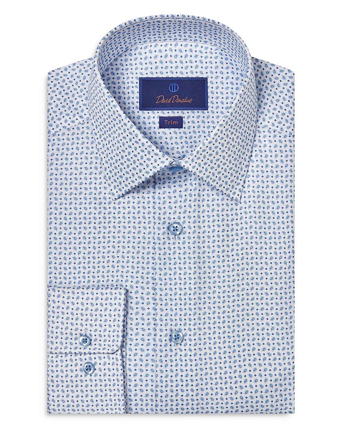 David Donahue Trim Fit Paisley Dress Shirt | Bloomingdale's