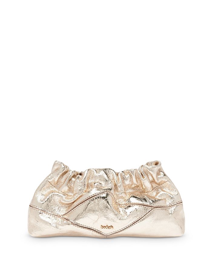 ba&sh Ruched Metallic Leather Clutch | Bloomingdale's
