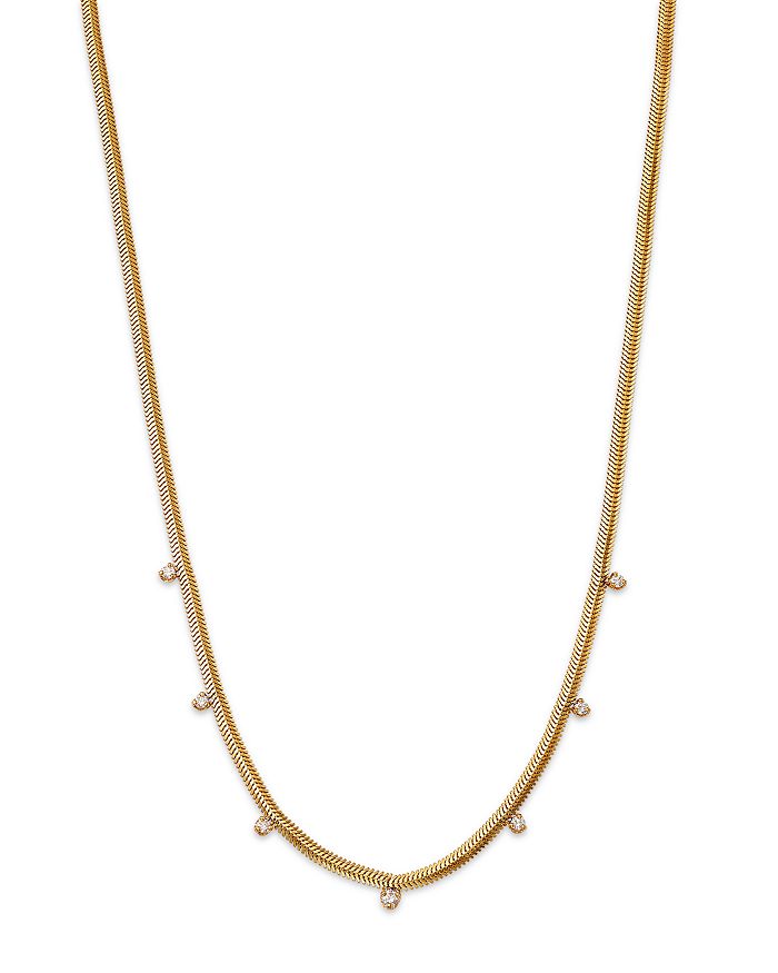 Zoë Chicco 14k Yellow Gold Graduated Diamond Snake Chain Necklace, 16 ...