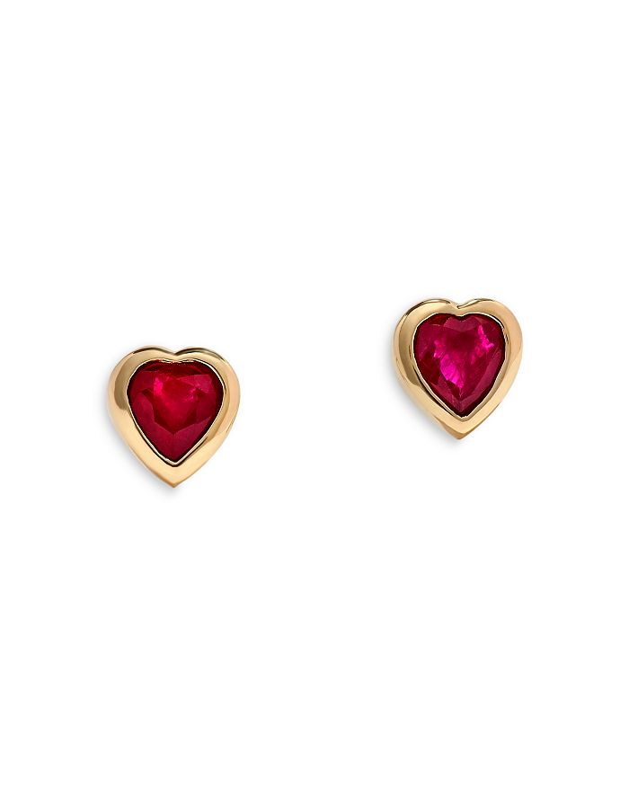 Bloomingdale's Ruby Heart Stud Earrings in 14K Yellow Gold | Bloomingdale's