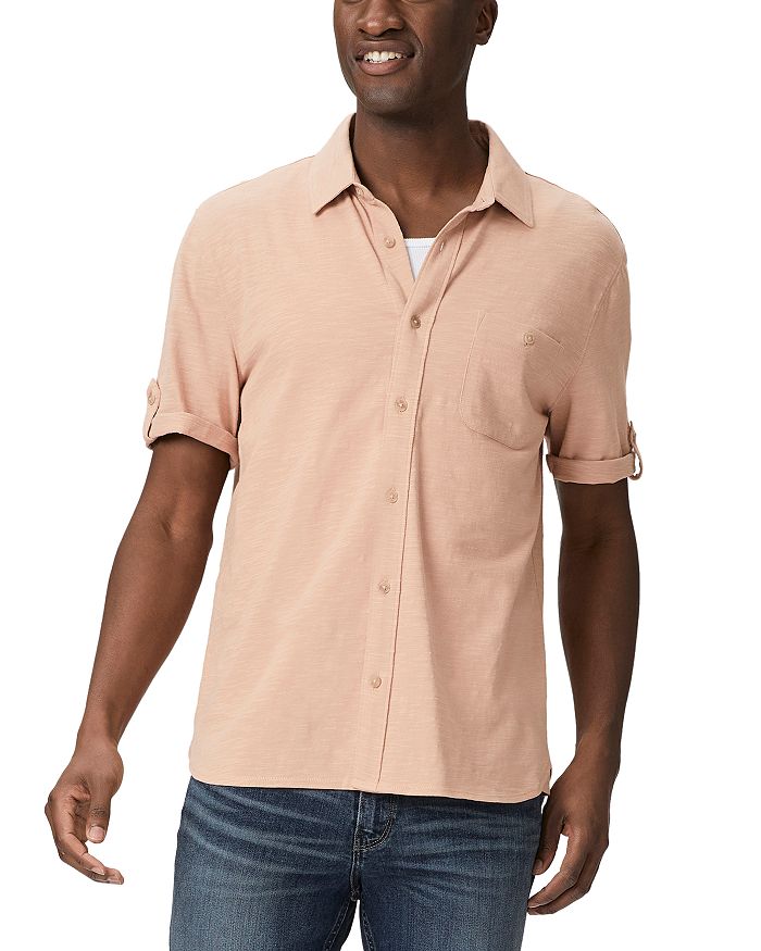 PAIGE Brayden Roll Tab Short Sleeve Button Down Shirt | Bloomingdale's