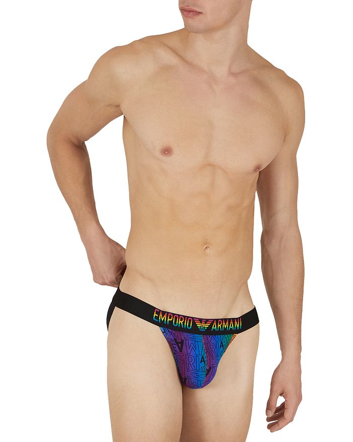 Emporio Armani Rainbow Logo Stretch Cotton Jockstrap 2 Pack