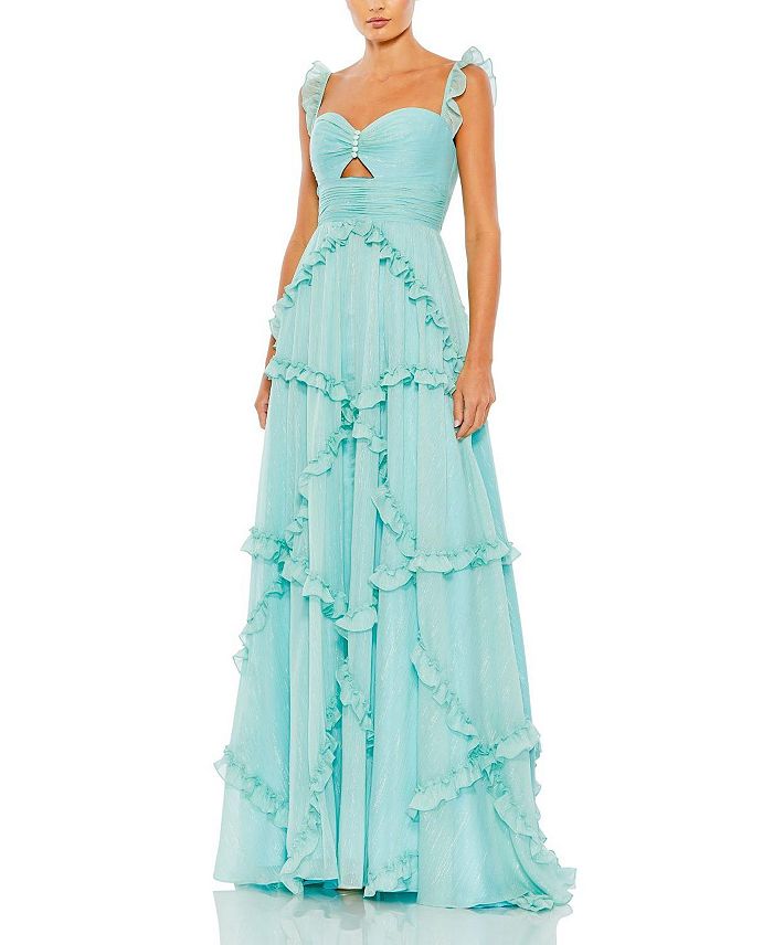 Mac Duggal Ruffle Tiered Sleeveless Flowy A Line Gown | Bloomingdale's