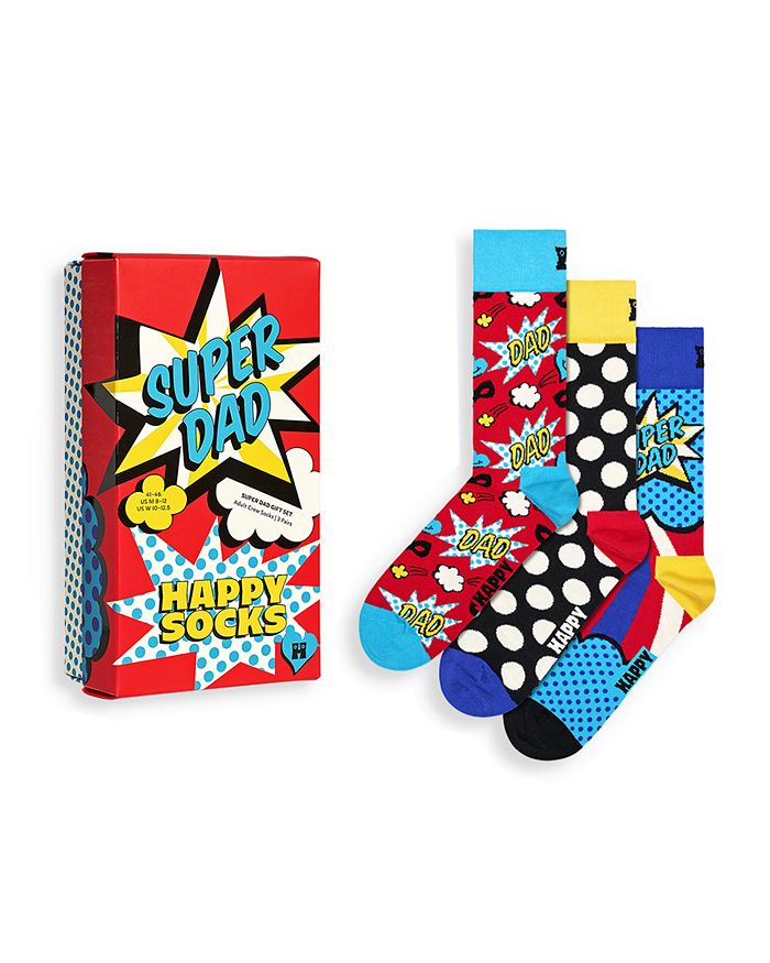 Happy Socks Super Dad Crew Socks Gift Set, Pack of 3 | Bloomingdale's