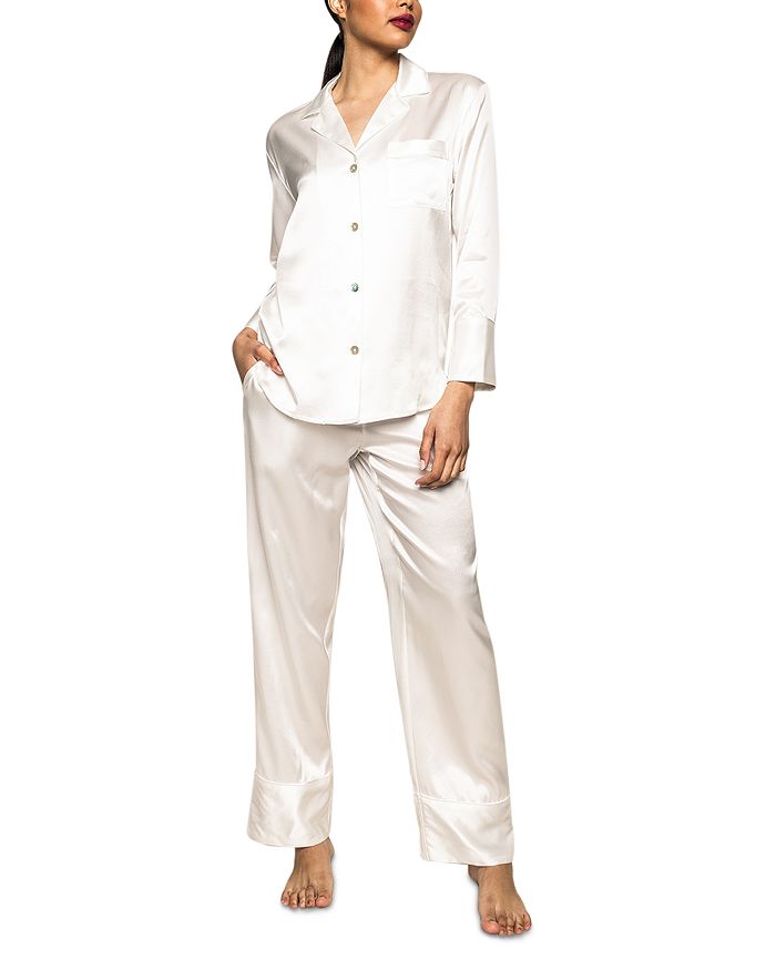 Petite Plume White Silk Pajama Set | Bloomingdale's
