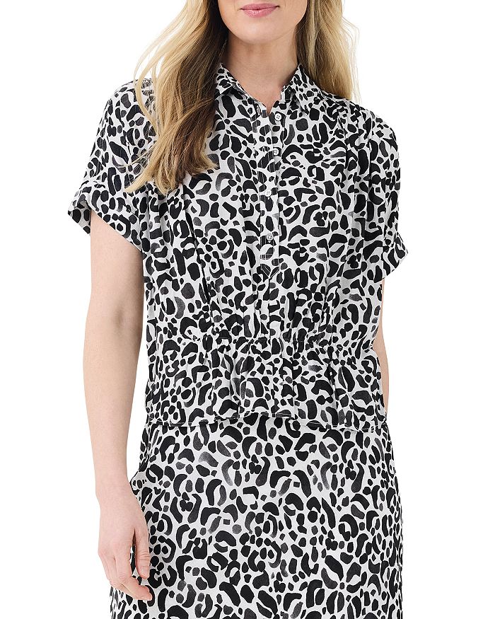 NIC+ZOE Onyx Animal Print Button Up Shirt | Bloomingdale's