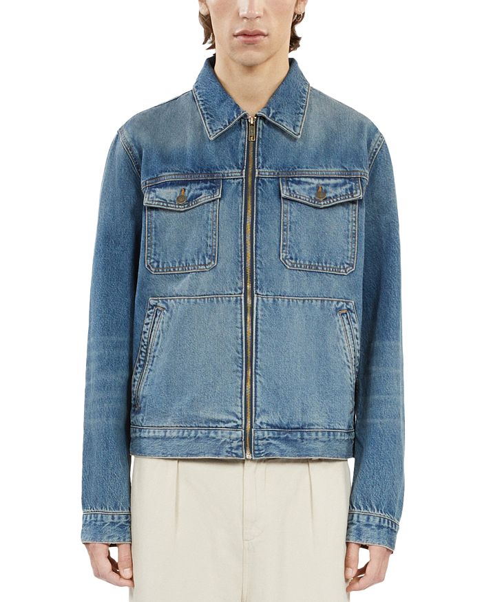 The Kooples Regular Fit Zip Denim Jacket | Bloomingdale's