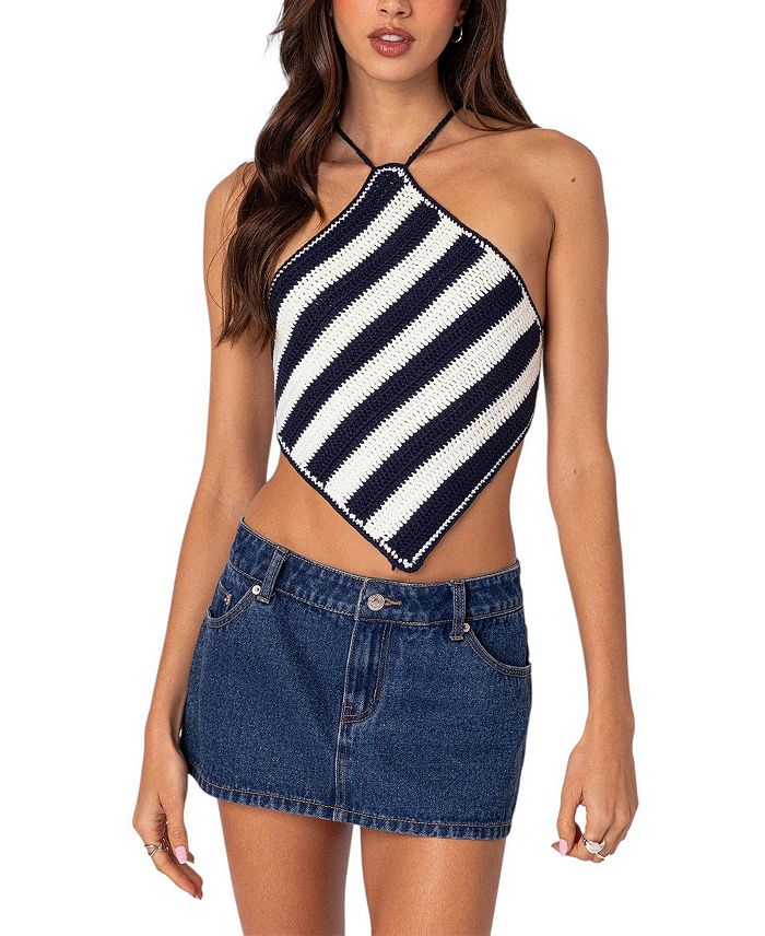 Edikted Petra Open Back Crochet Triangle Top | Bloomingdale's