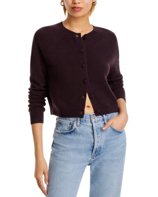 Aqua 100 Cashmere Crewneck Cardigan - Exclusive