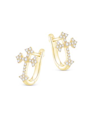 Bloomingdale's Fine Collection Diamond Cross Hoop Earrings in 14K ...