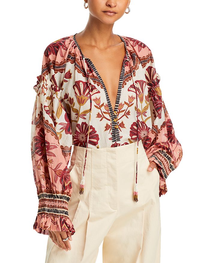 FARM Rio Riad Tie Blouse | Bloomingdale's