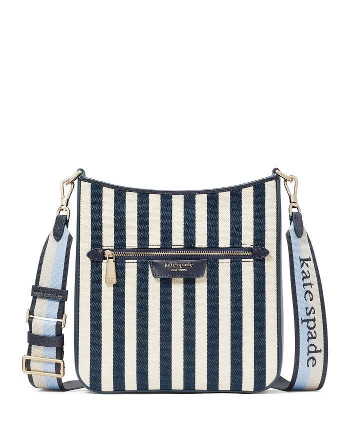 kate spade new york Hudson Striped Canvas Fabric Messenger Crossbody ...