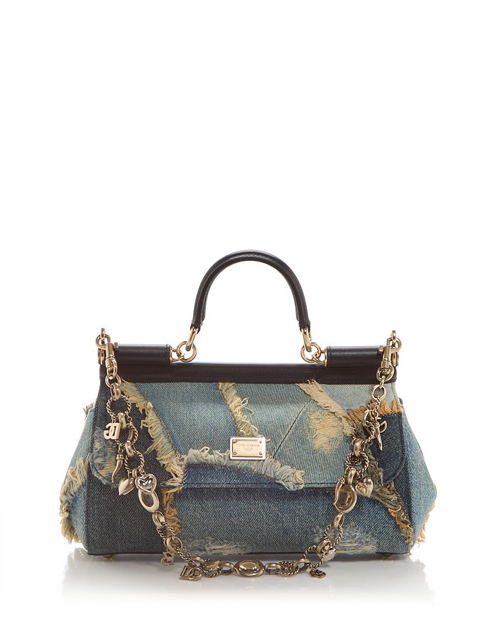 Dolce & Gabbana Sicily Denim Patchwork Top Handle Bag | Bloomingdale's