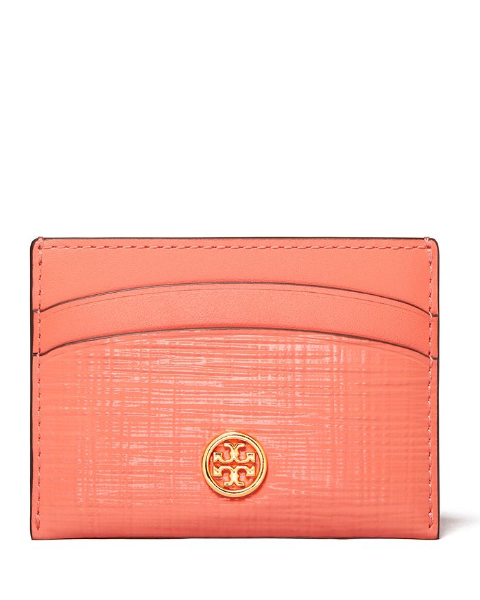 Tory Burch Robinson Crosshatched Card Case | Bloomingdale's