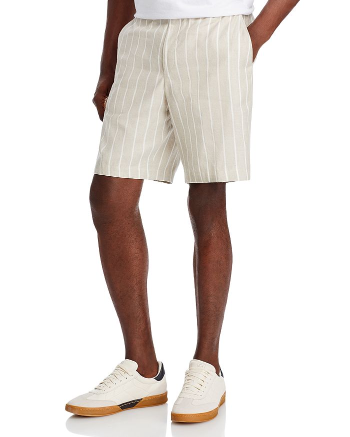 BOSS C-Perin-Ds-S-242 Linen & Cotton Stripe Relaxed Fit 9" Shorts ...