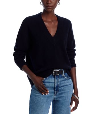 Click here for Aqua 100 Cashmere Drop Shoulder V Neck Sweater - E... prices