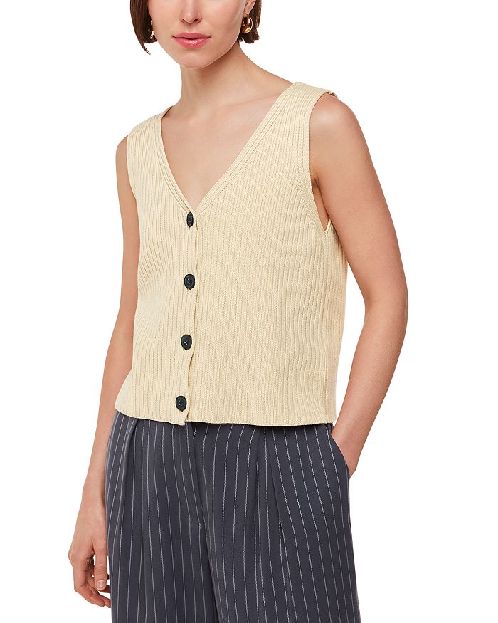 Whistles Button Front Sleeveless Knit Top | Bloomingdale's