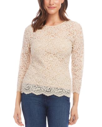 Karen Kane Lace Scalloped Edge Top | Bloomingdale's