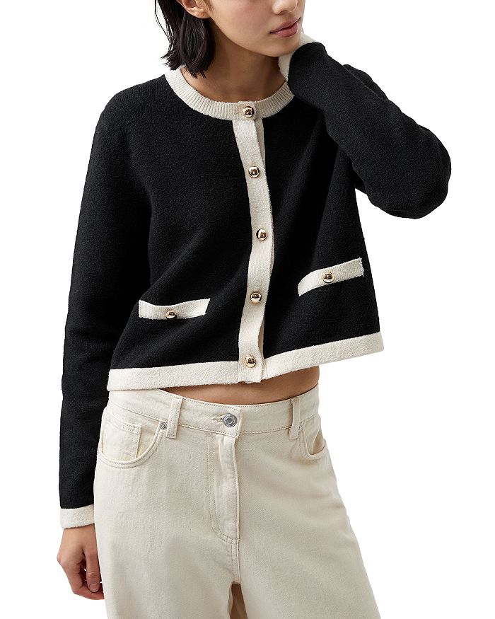 FRENCH CONNECTION Vhari Contrast Trim Cardigan | Bloomingdale's