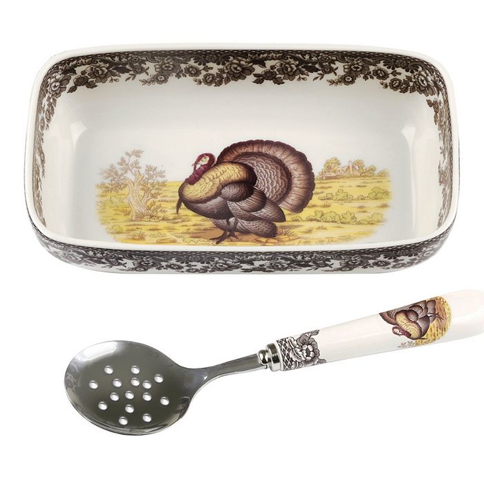 Spode Woodland Turkey Cranberry Dish & Slotted Spoon | Bloomingdale's