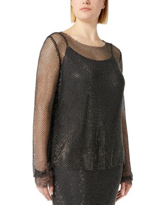 Marina Rinaldi Marina Minaldi Agostin Rhinestone Mesh Shirt ...