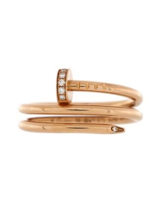 Pre-Owned Cartier Small Juste un Clou Double Ring 18K Rose Gold and ...