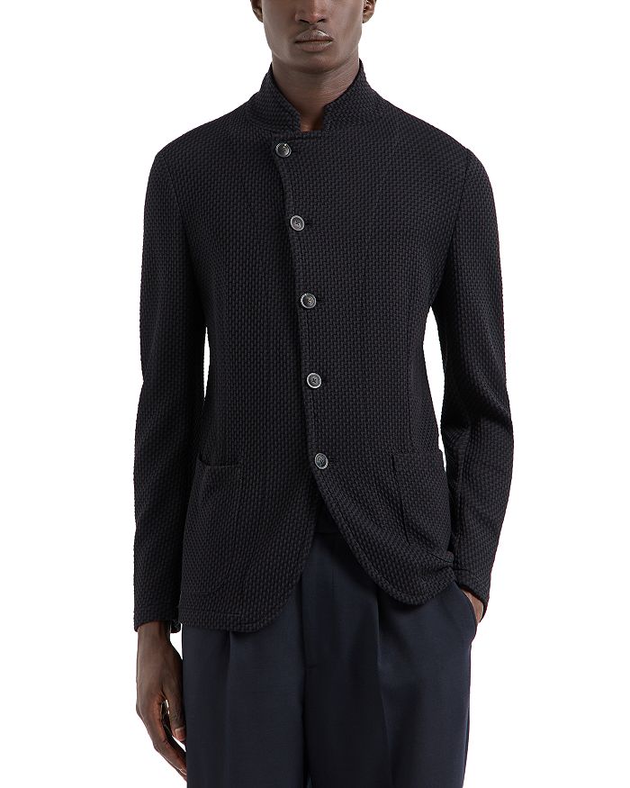 Emporio Armani Guru Collar Jacket with Off Center Fastening in 3D ...